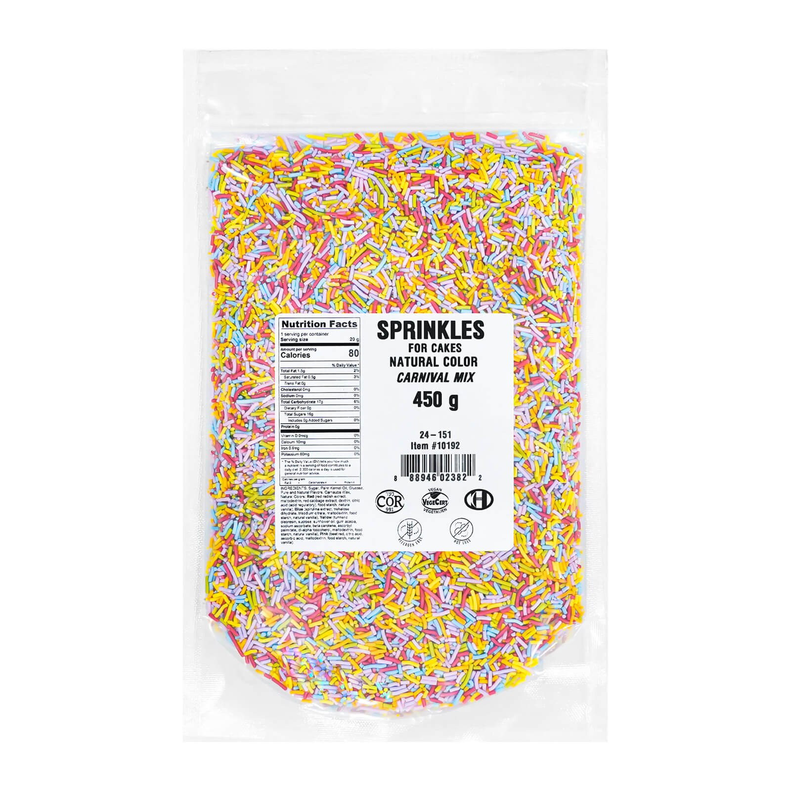 Edible Sprinkles Natural Color Carnival Mix - Certified 450g | McCall's