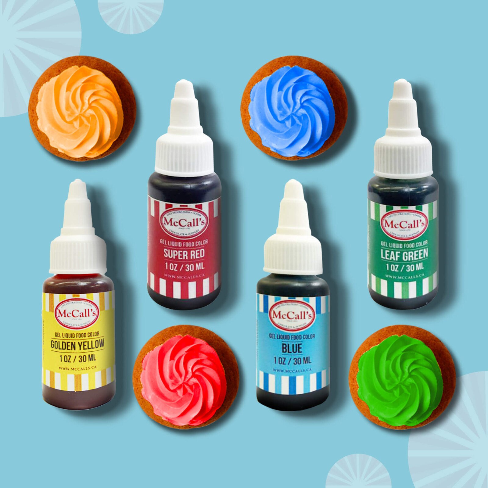 Starter Kit Food Color Gel 4 pack Yellow, Super Red, Blue, Leaf Green ...