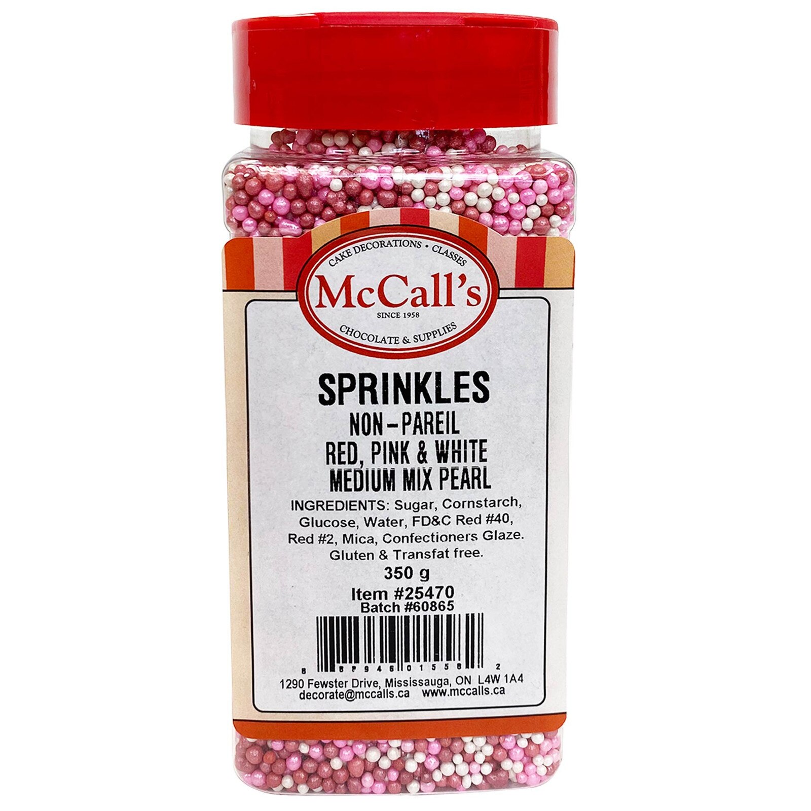 Sprinkles Non Pareils Medium Red Pink White Mix 350 g | McCall's