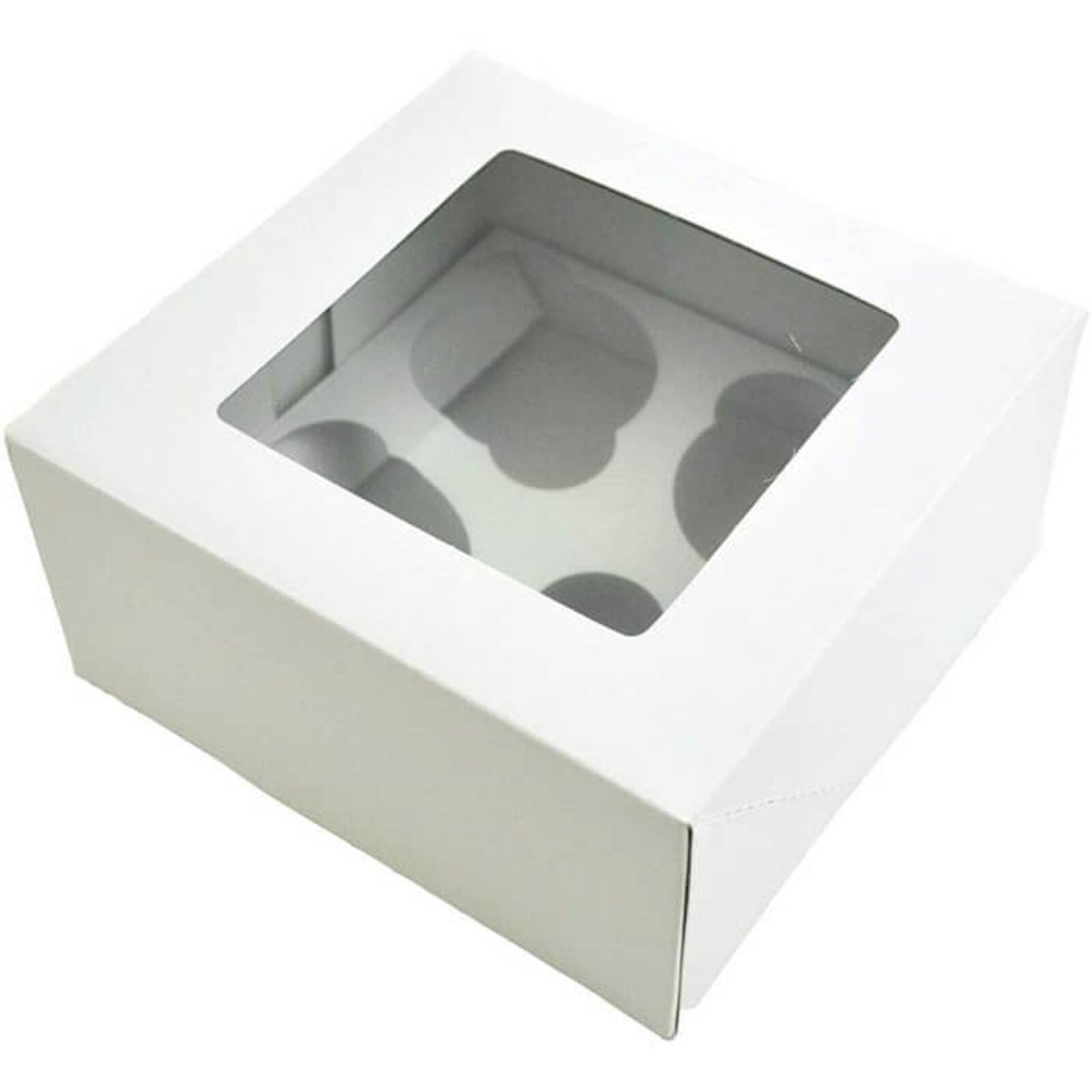 Box for 4 Cupcakes - White with Insert - 25 Pieces